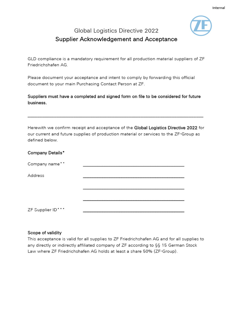 Global Logistics Directive 2022 Acceptance Form - 20241028 | PDF