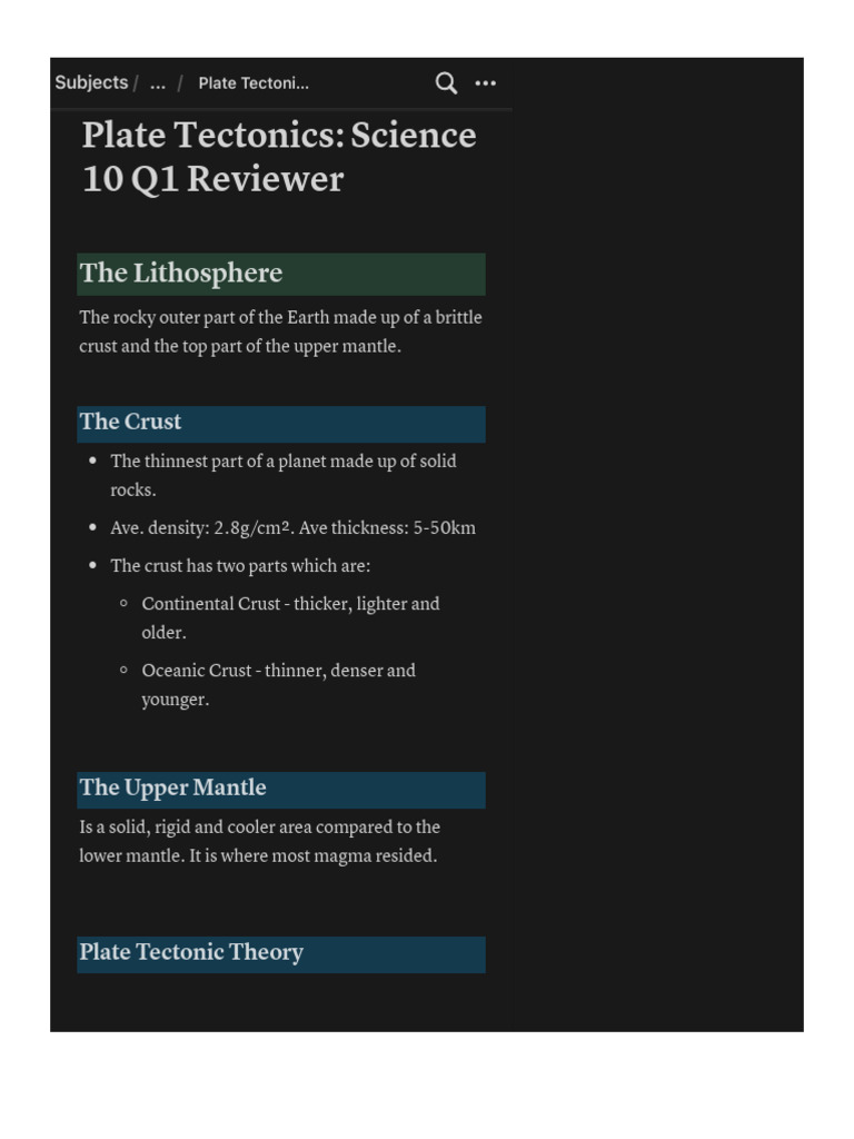 Plate Tectonics - Science 10 Q1 Reviewer | PDF | Plate Tectonics ...