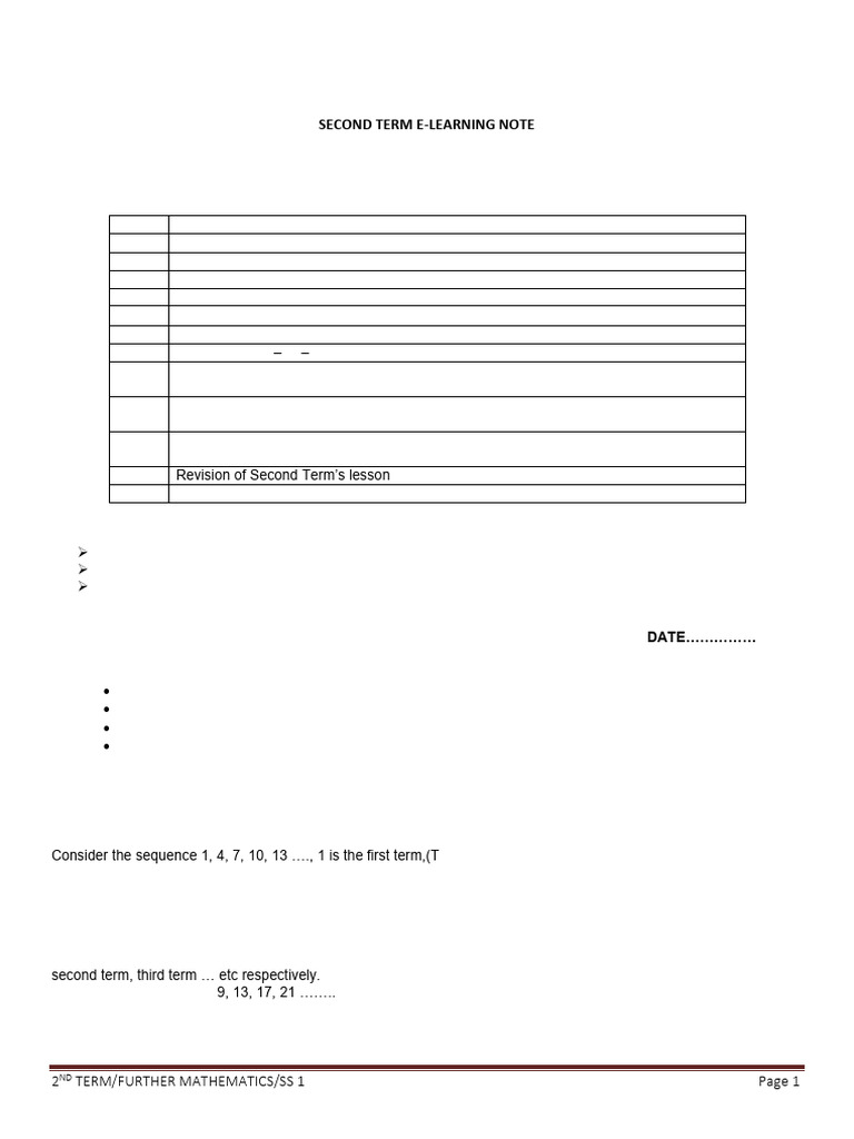 Second Term Ss1 Further Mathematics 1 Pdf Trigonometric Functions Mathematics