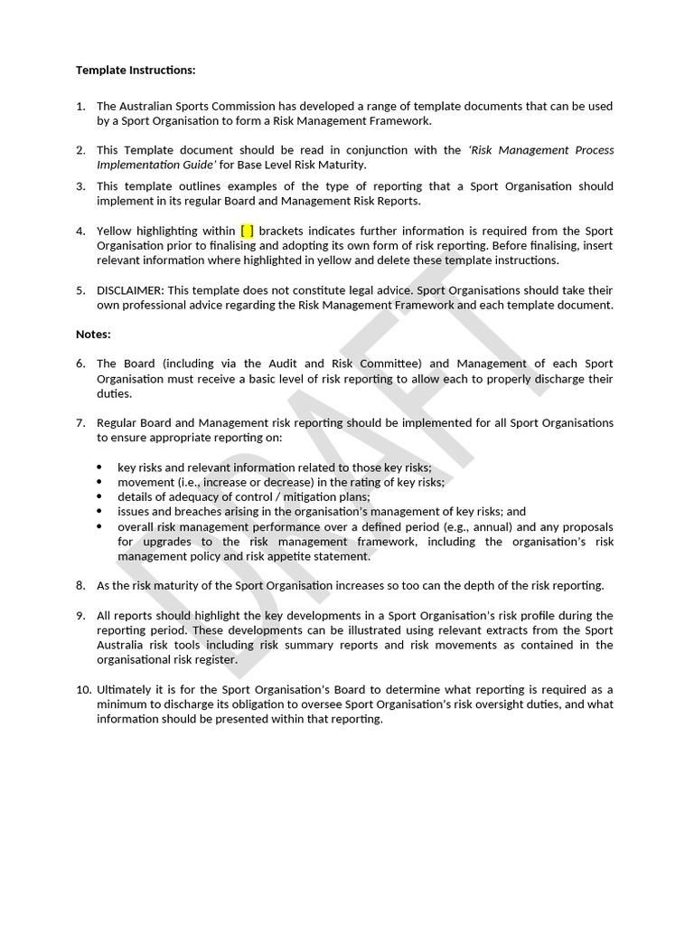 Board Risk Reporting Template Guide | PDF | Risk | Risk Management