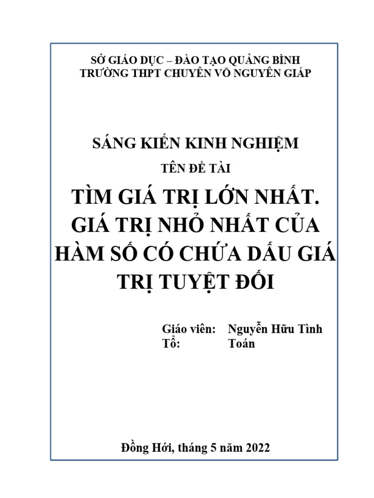 Tim GTLN GTNN Cua Ham So Co Chua Dau Gia Tri Tuyet Doi Nguyen Huu Tinh 5dee3 | PDF