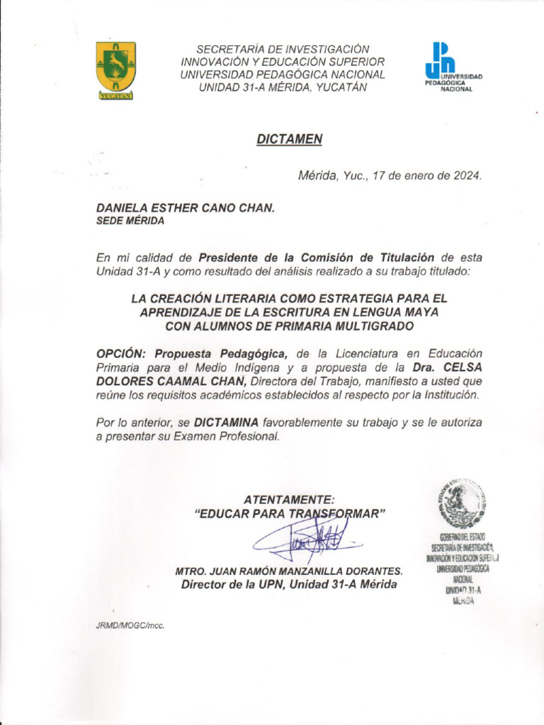 Dictamen Daniela Cano 164 Mda | PDF