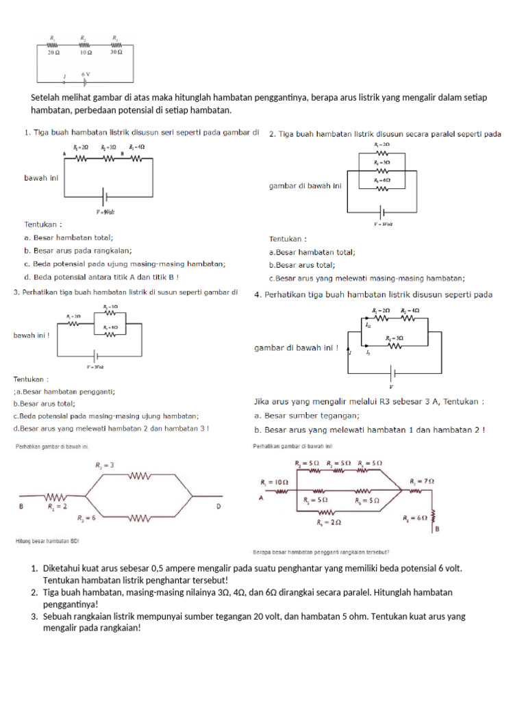 Soal Rangkaian Listrik Seri Paralel | PDF