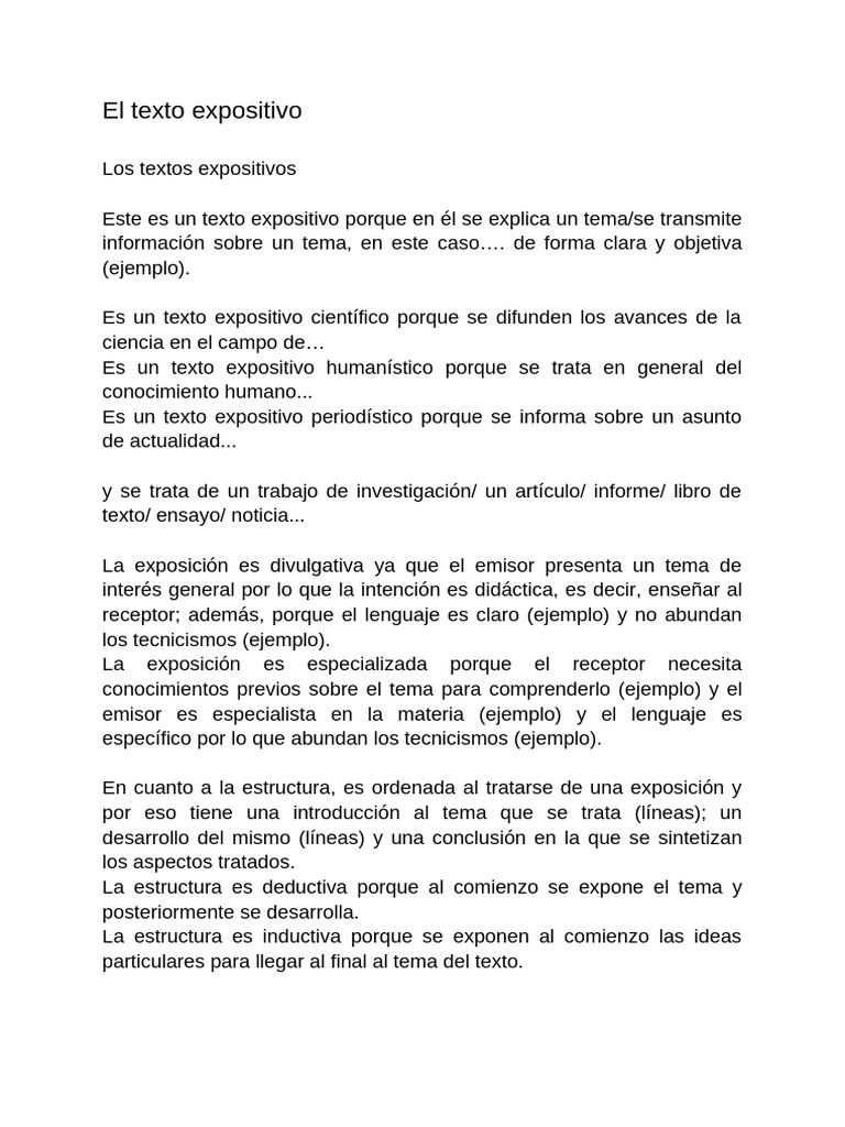El Texto Expositivo | PDF | Ensayos | Comunicación humana