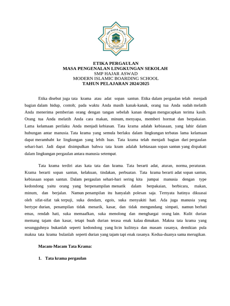 Etika Pergaulan | PDF