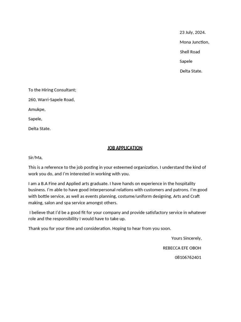 Becca Application | PDF