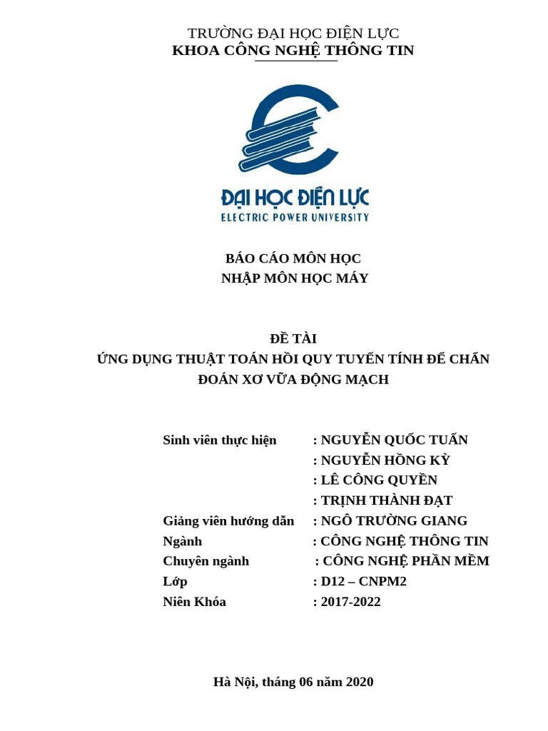 Tailieuxanh 123doc Bao Cao Nhap Mon Hoc May Ung Dung Thuat Toan Hoi Quy Tuyen Tinh de Chan Doan ...