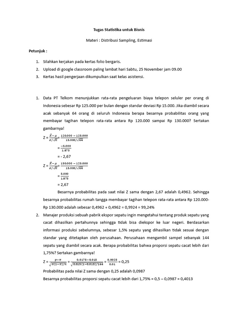 Tugas Distribusi Sampling Dan Estimasi | PDF