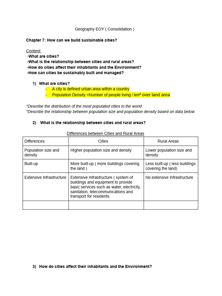 Geography EOY S2 (Consolidation) | PDF | Traffic Congestion | Water