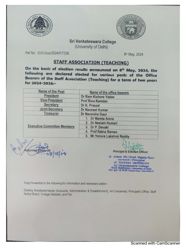Staff Association (Teaching) For 2024-2026 | PDF
