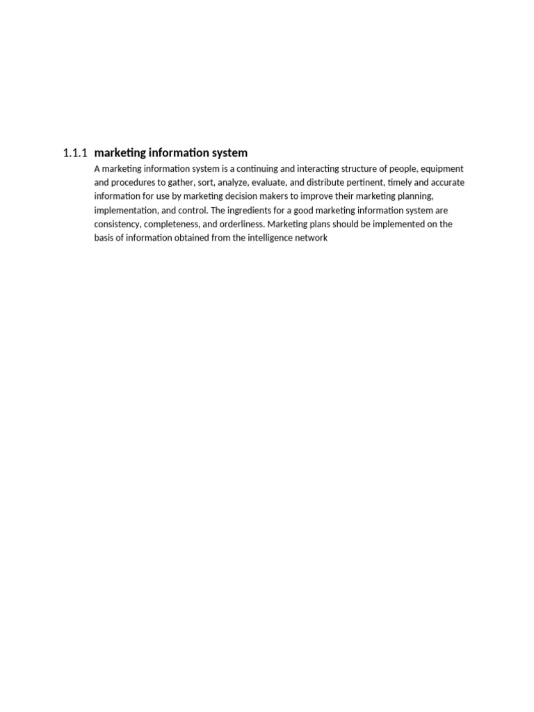 Marketing Information System | PDF | Business