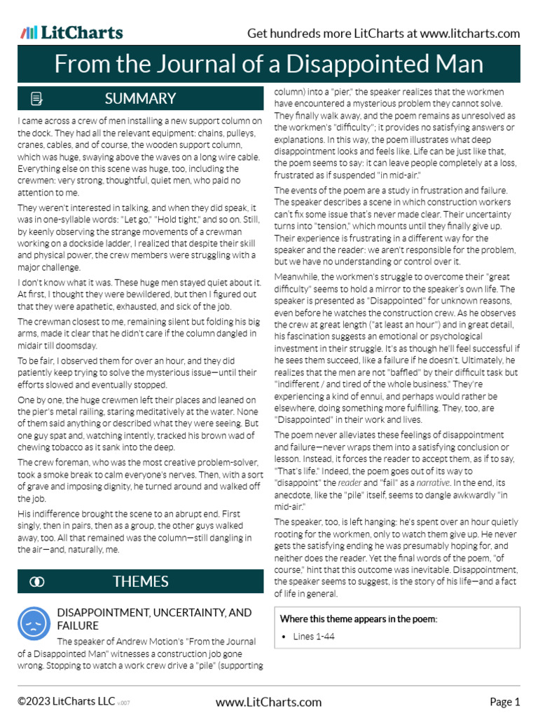 LitCharts From The Journal of A Disappointed Man | PDF | Masculinity ...