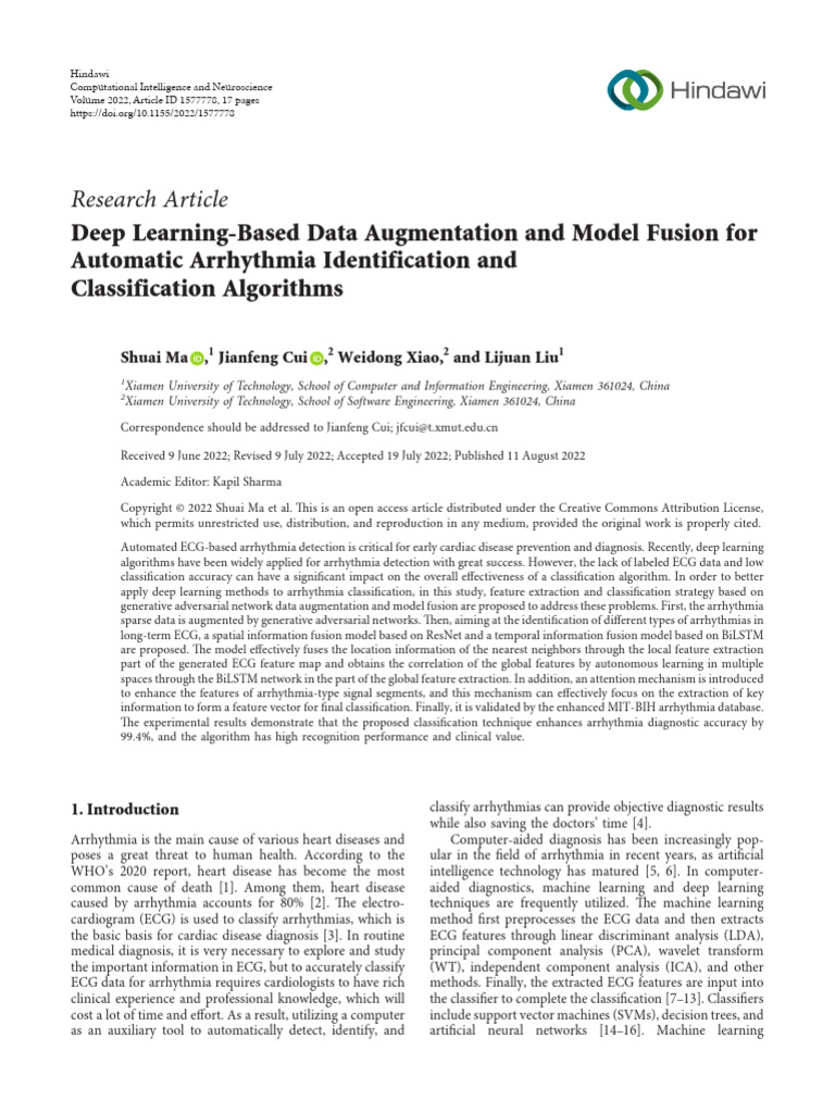 2022 - Ma - Deep Learning Based Data Augmentation and Model Fusion For | PDF | Wavelet ...