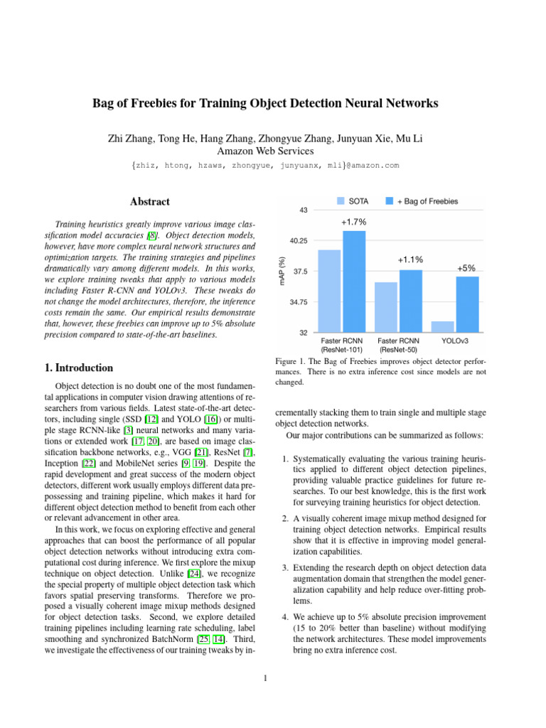 Bag of Freebies For Training Object Detection Neural Networks | PDF | Artificial Neural Network ...