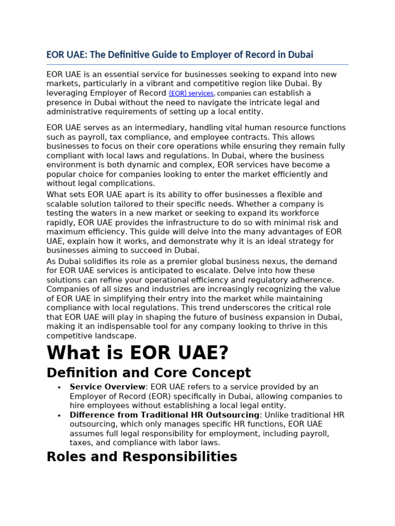 EOR UAE | PDF | Employment | Regulatory Compliance