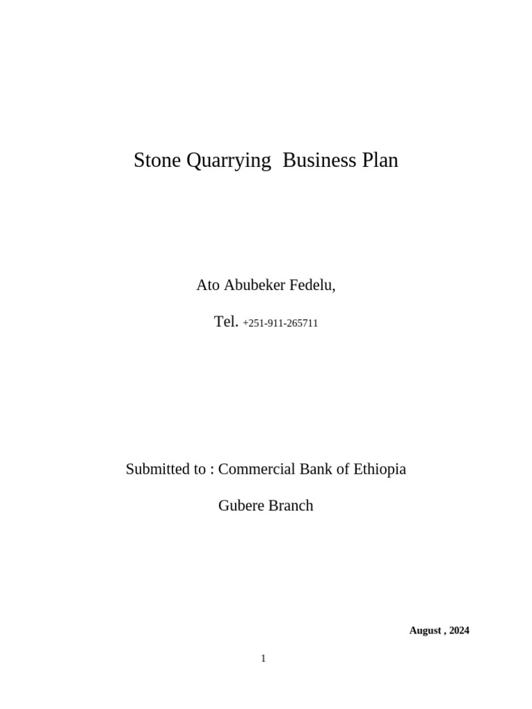 Stone Quarrying Business Plan Overview | PDF | Employment ...