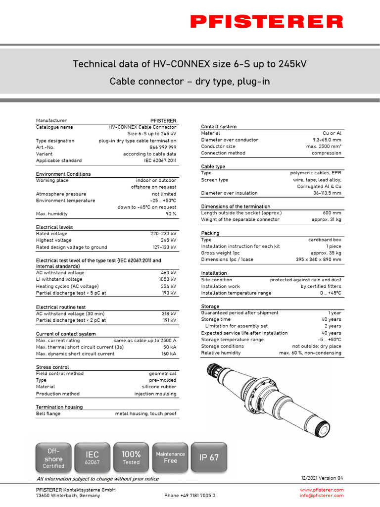 CONNEX-Cable-Connector-size6S-245kV-DWG-866999999A1.1-0 - TD04 | PDF ...
