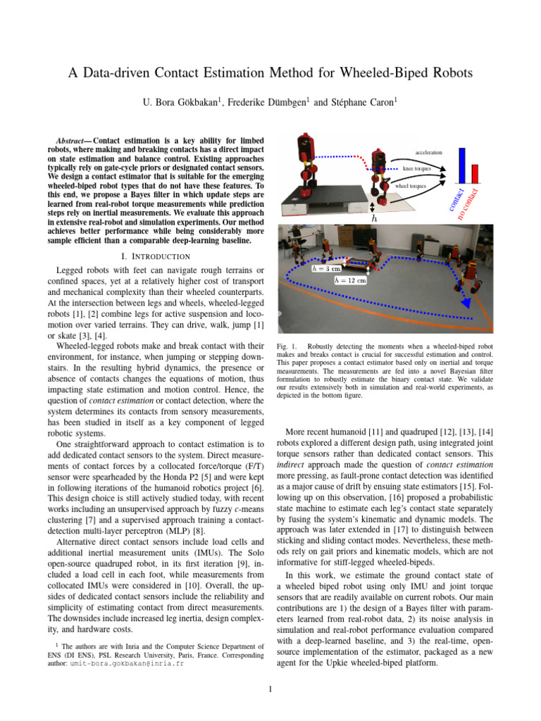A Data Driven Contact Estimation Method For Wheeled Biped Robots Pdf