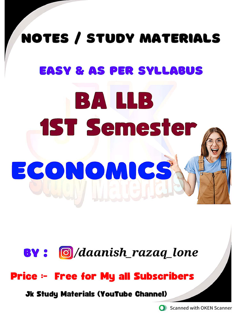 Economics BA LLB 1ST Semester Notes | PDF