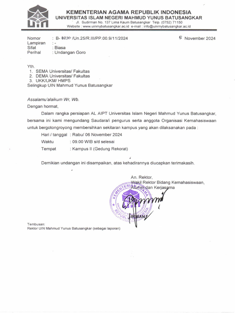 Undangan Goro-DEMA-SEMA-UKK-UKM-HMPS | PDF