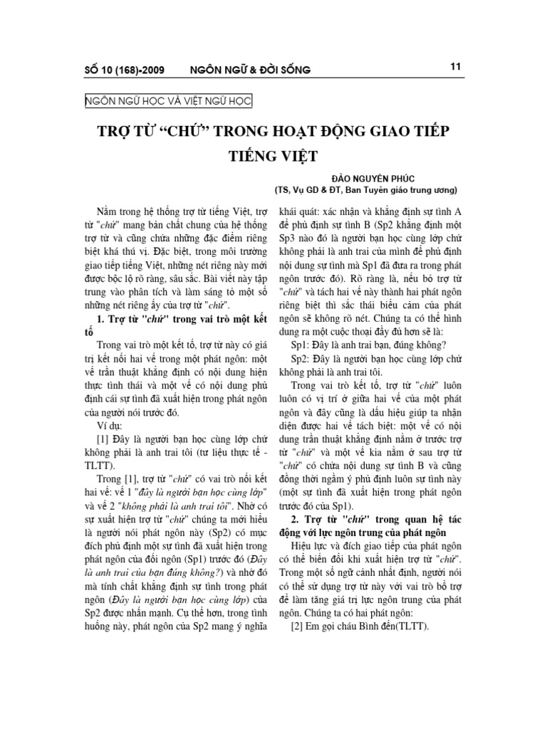 TR T "CH " Trong Ho T NG Giao Ti P TI NG Vi T: Sè NG N NG÷ & ®êi Sèng | PDF