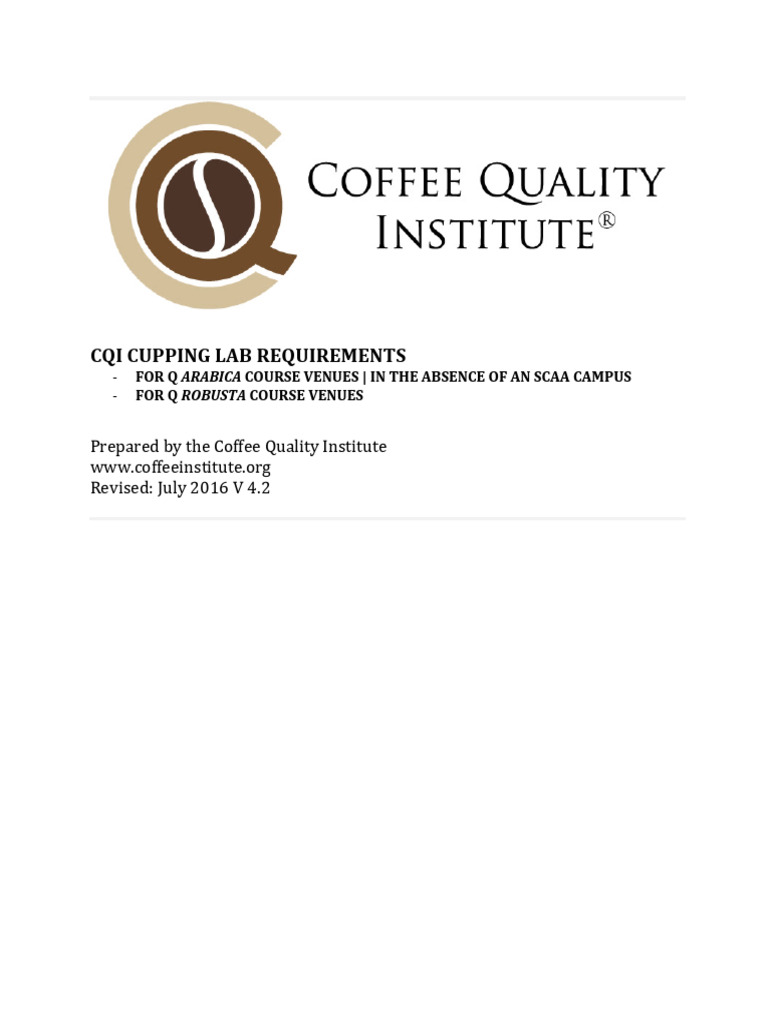 CQI Cupping Lab Requirements V.4.2.1 | PDF | Water | Coffee