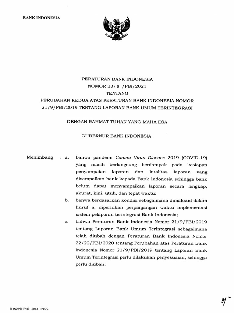 23.8.PBI.2021 - PRB LBU Terintegrasi | PDF