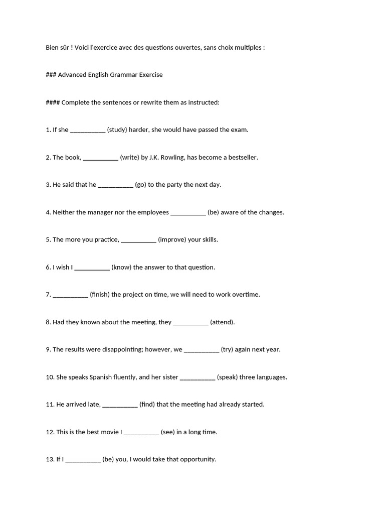 Exercices Anglais | PDF | Verb | Linguistic Morphology