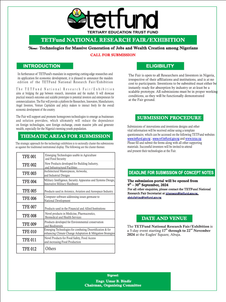 TETFund National Research Fair 2024 | PDF | Innovation | Economies