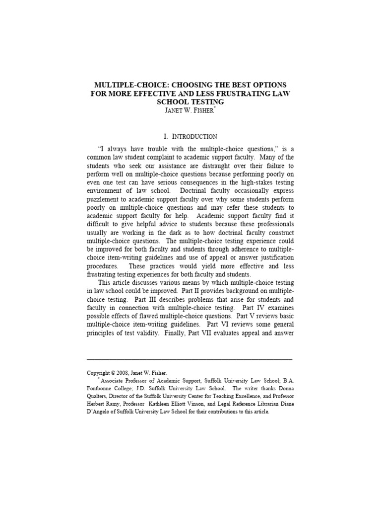 Multiple-Choice-Choosing The Best Options | PDF | Multiple Choice | Validity (Statistics)