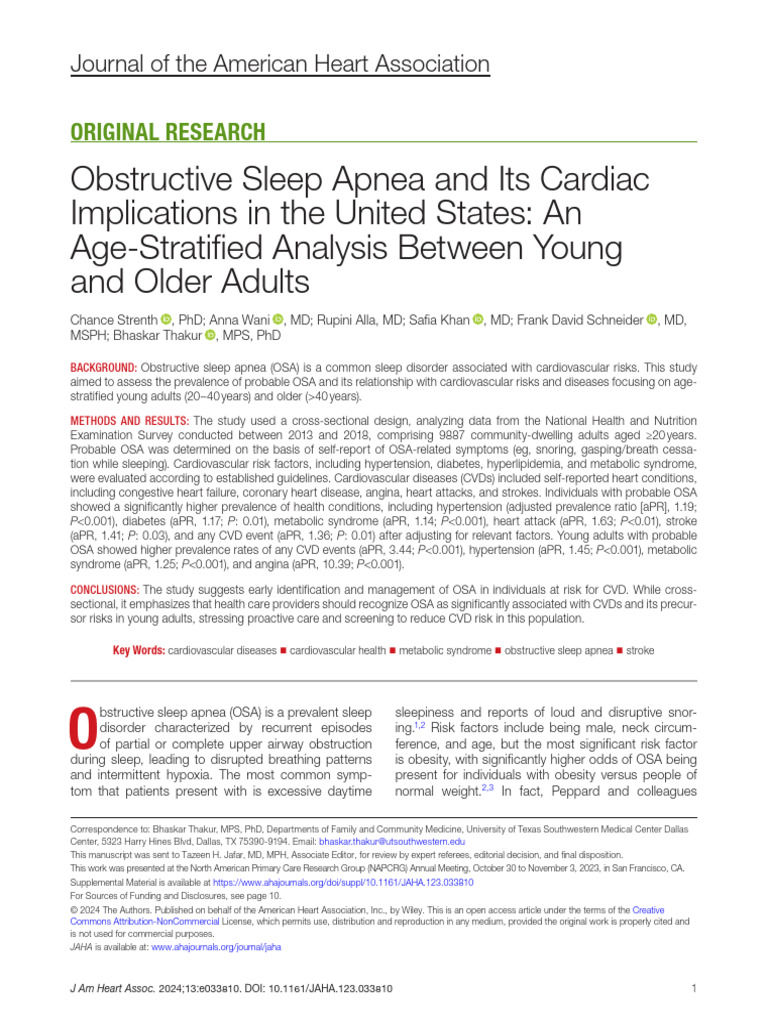 Obstructive Sleep Apnea and Its Cardiac Implicatio | PDF | Cardiovascular Diseases | Hypertension