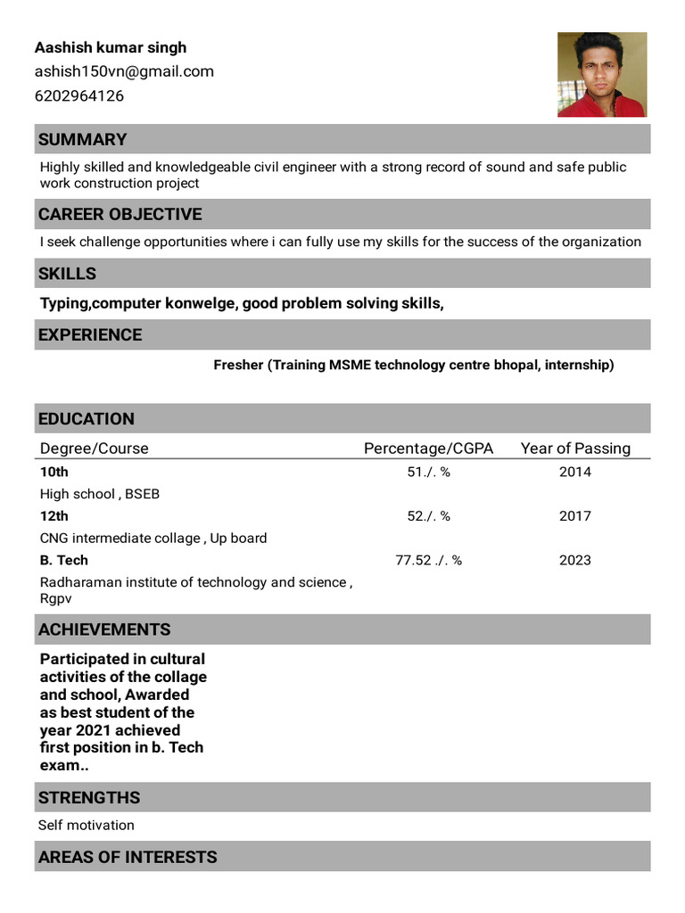 Civil Engineer Resume: Aashish Kumar Singh | PDF