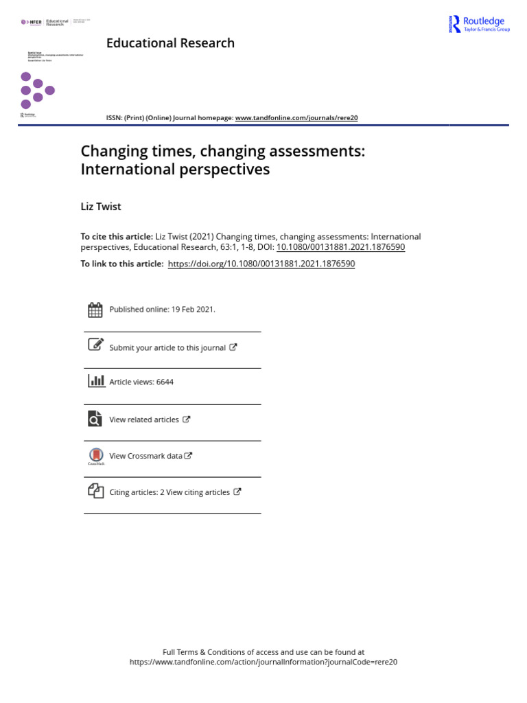Changing Times Changing Assessments International Perspectives | PDF ...