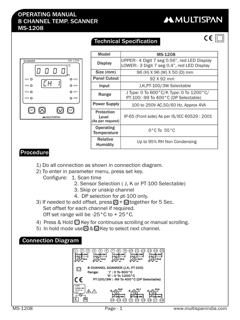 Multispan 8 Channel Scanner Ms 1208 | PDF | Electrical Wiring ...