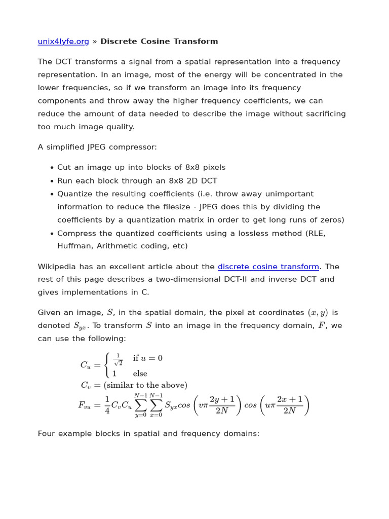 2D Discrete Cosine Transform | PDF | Data Compression | Applied Mathematics