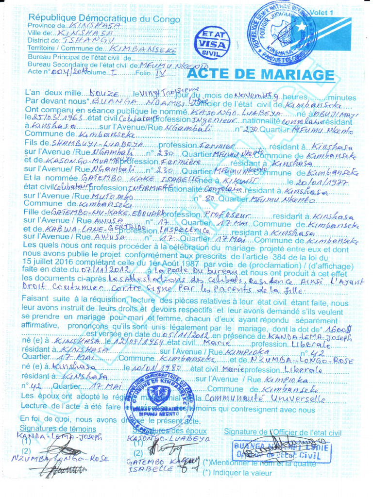 Acte de Mariage | PDF