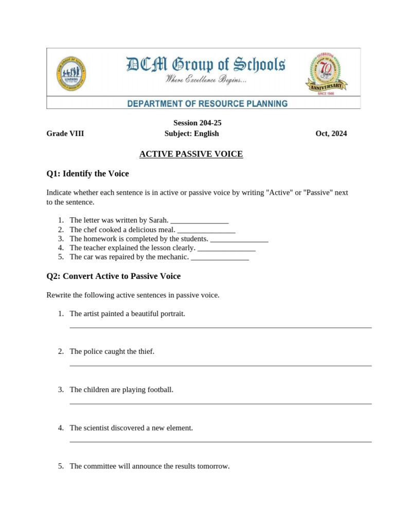 Active Passive Worksheet | PDF | Art