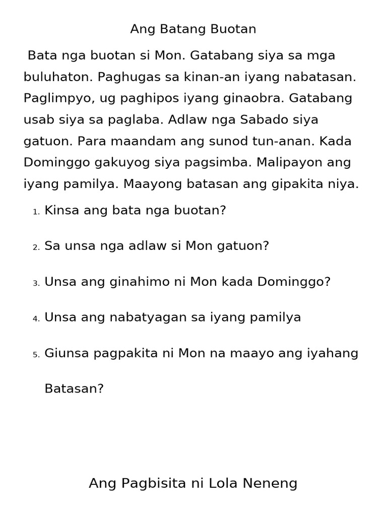 Ang Batang Buotan | PDF