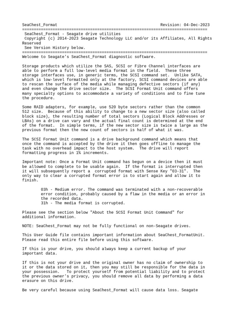 SeaChest Format | PDF | Command Line Interface | Computer File