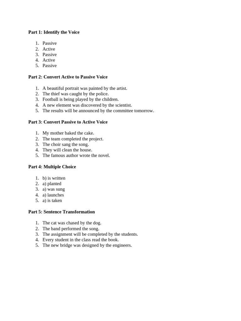 Active Passive Worksheet - Answer Key | PDF | Language Arts & Discipline
