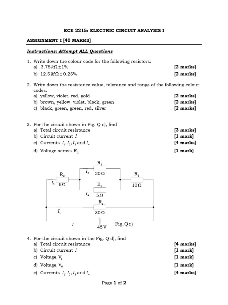 Electric Circuit Analysis I - Assign I | PDF | Resistor | Electrical Resistance And Conductance