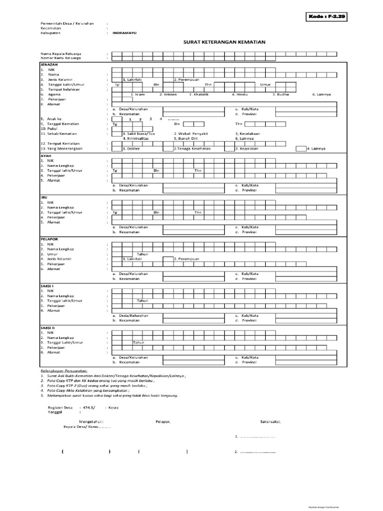 Formulir Akta Kematian | PDF