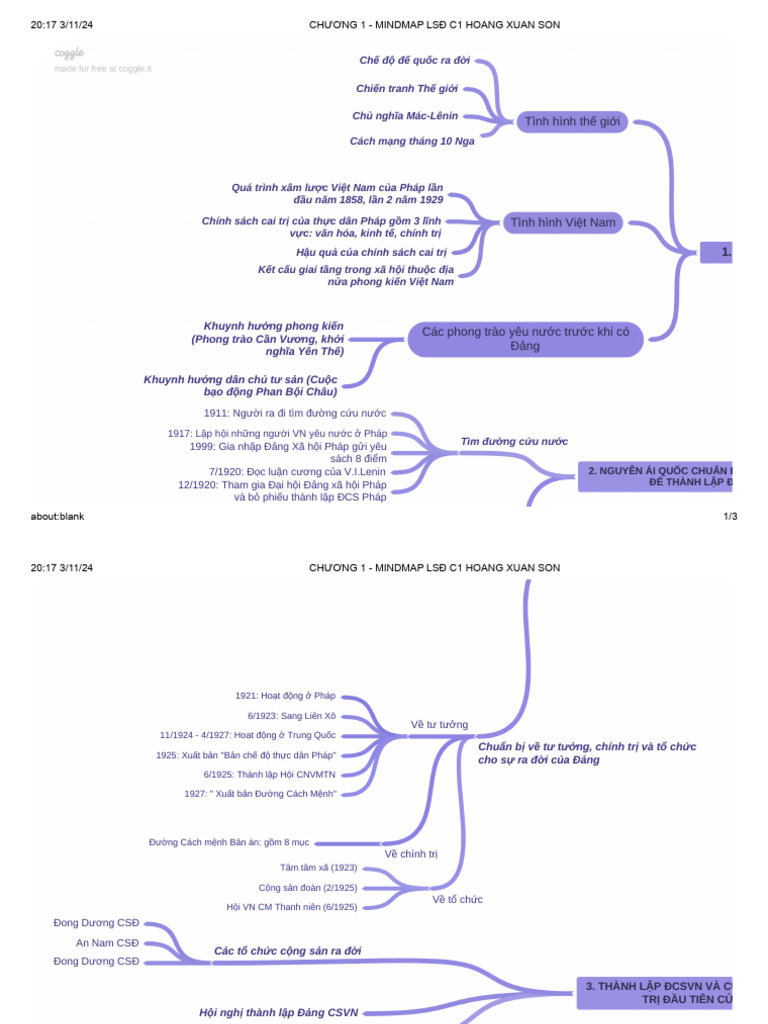 Chương 1 - Mindmap LSĐ C1 Hoang Xuan Son | PDF