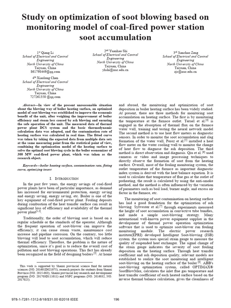 Study On Optimization of Soot Blowing Based On Monitoring Model of Coal ...