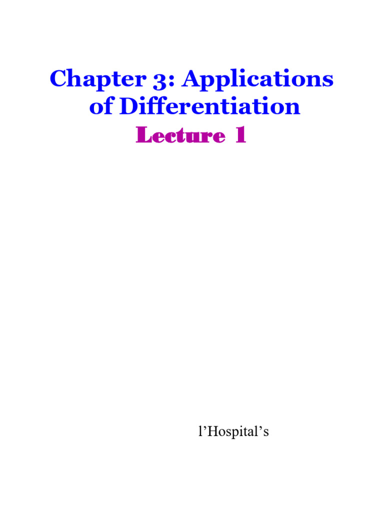 C31 - Applications of Derivatives_Part 1 | PDF | Mathematical Analysis | Mathematical Concepts