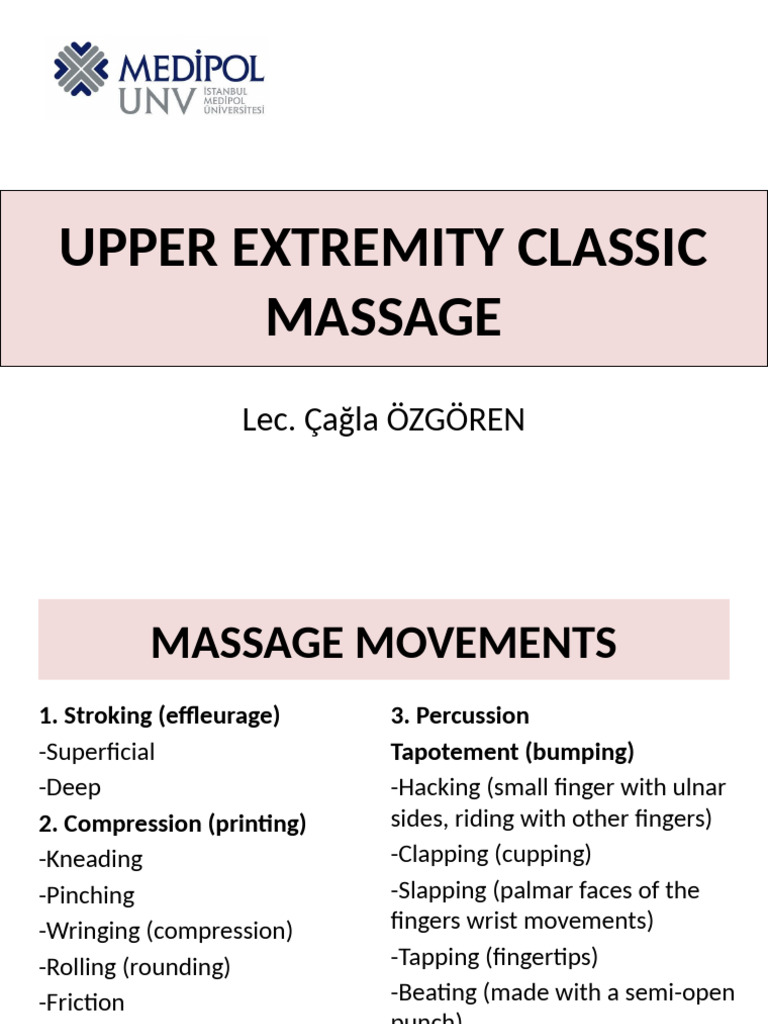Upper Limb Massage Techniques | PDF | Hand | Thumb