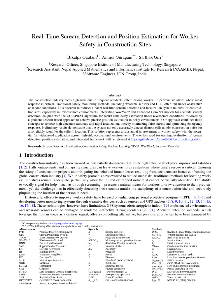 Real-Time Scream Detection and Position Estimation For Worker Safety in ...