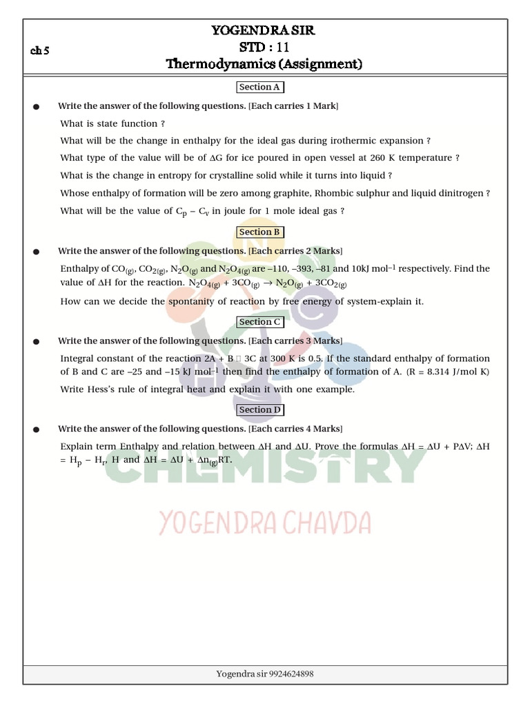 Thermodynamics (Assignment) - D26 Dec 2023 | PDF