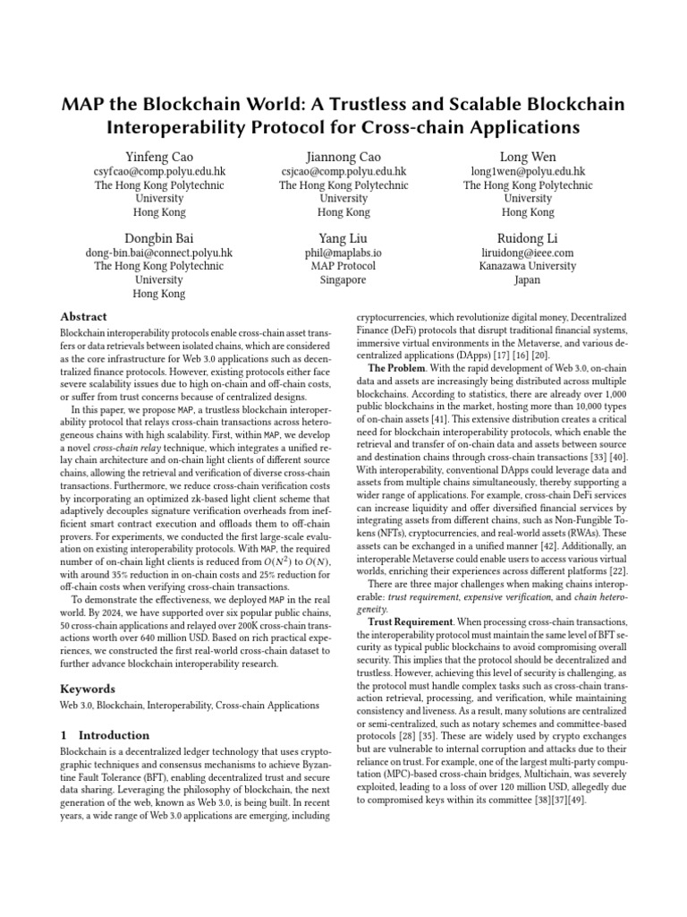 MAP The Blockchain World A Trustless and Scalable Blockchain Interoperability Protocol For Cross ...