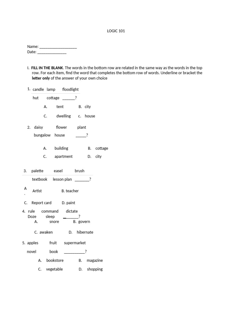 Final Exam Paper in Logic 101 | PDF